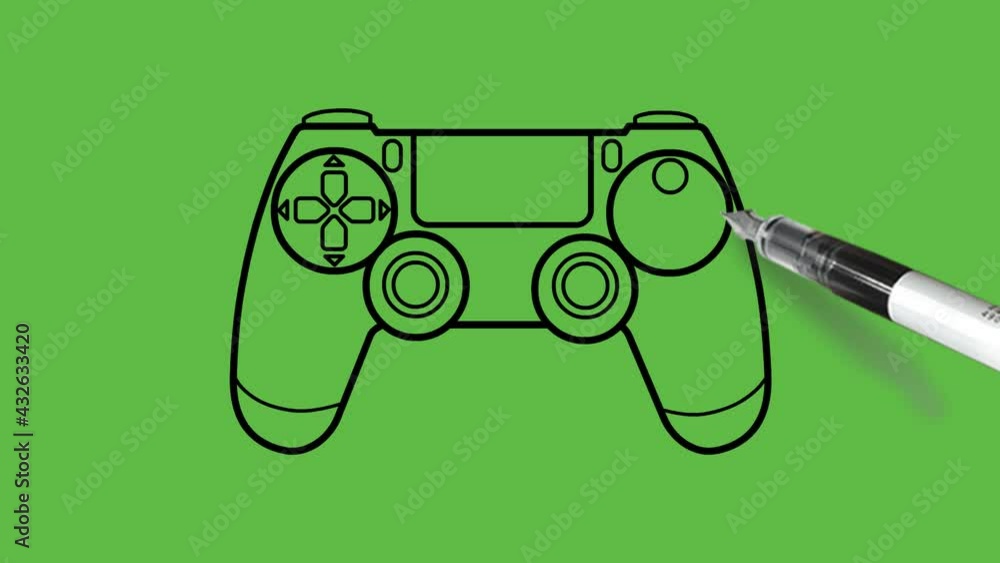 Drawing a video game remote in black, blue and grey colour combination ...