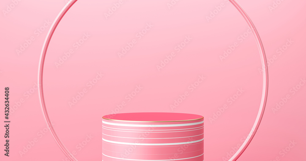 Abstract pink color product stage background or podium pedestal display ...