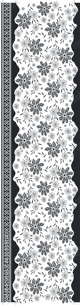 flower and leaf with border design for fabric print, texture, tile use ...