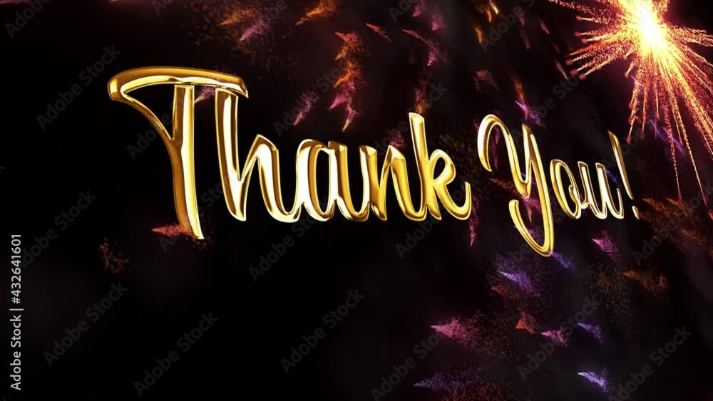 Thank You gold text with fireworks particles motion graphic effect on ...