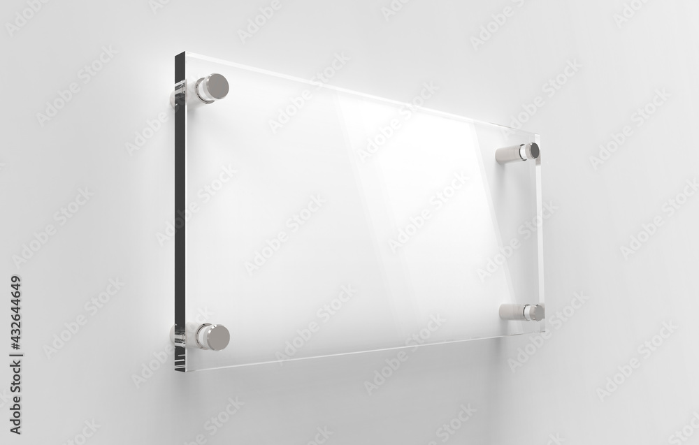 Blank Transparent Glass Interior Office Corporate Signage Plate Mock Up ...