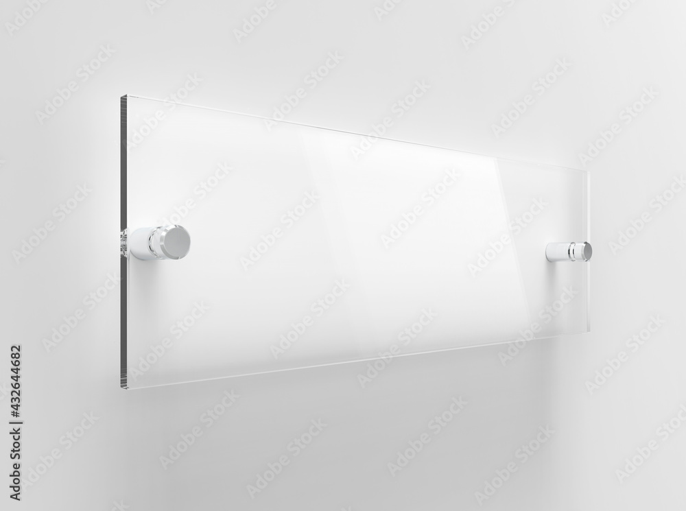 Blank Transparent Glass Interior Office Corporate Signage Plate Mock Up ...
