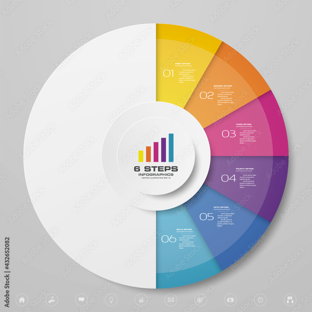 Poster 6 steps cycle chart infographics elements for data presentation ...
