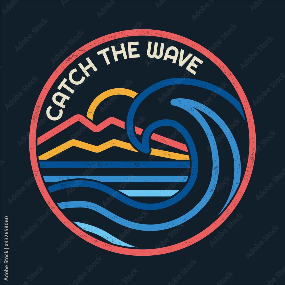 Line style vector Surfing badges with surfing slogans. For t-shirt ...