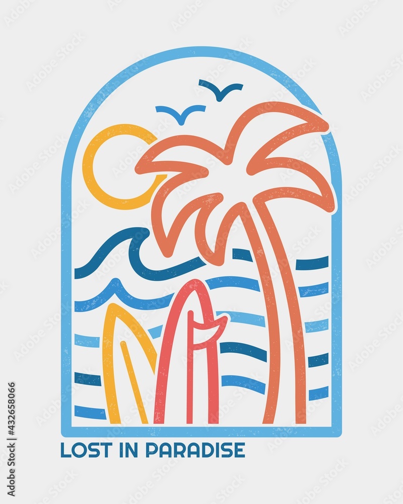 Line style vector Surfing badges with surfing slogans. For t-shirt ...