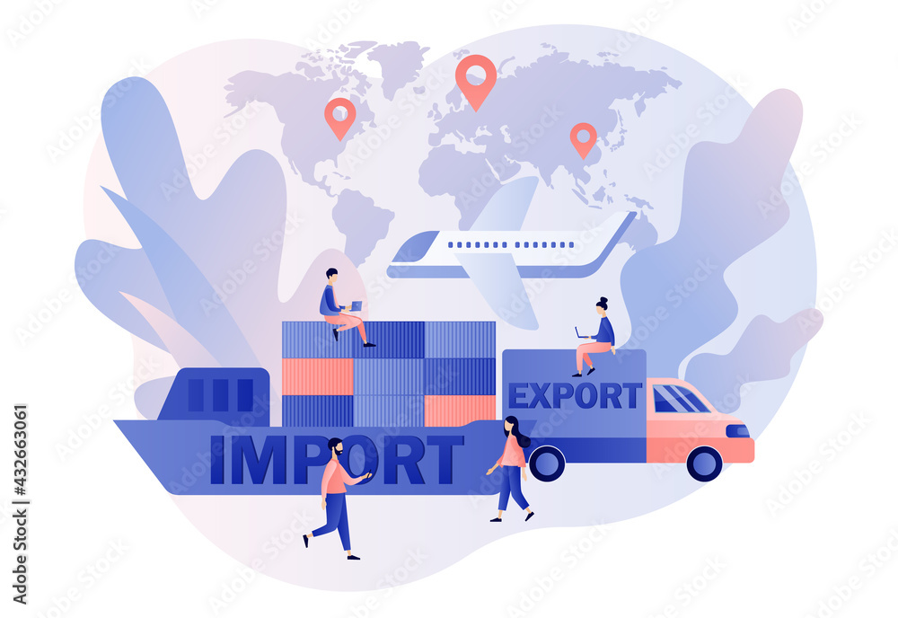 Import and export concept. Maritime, air and land shipment. Global ...