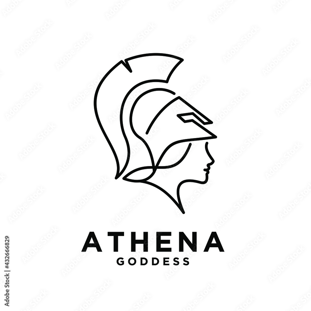 premium Athena the goddess black vector icon line logo illustration ...