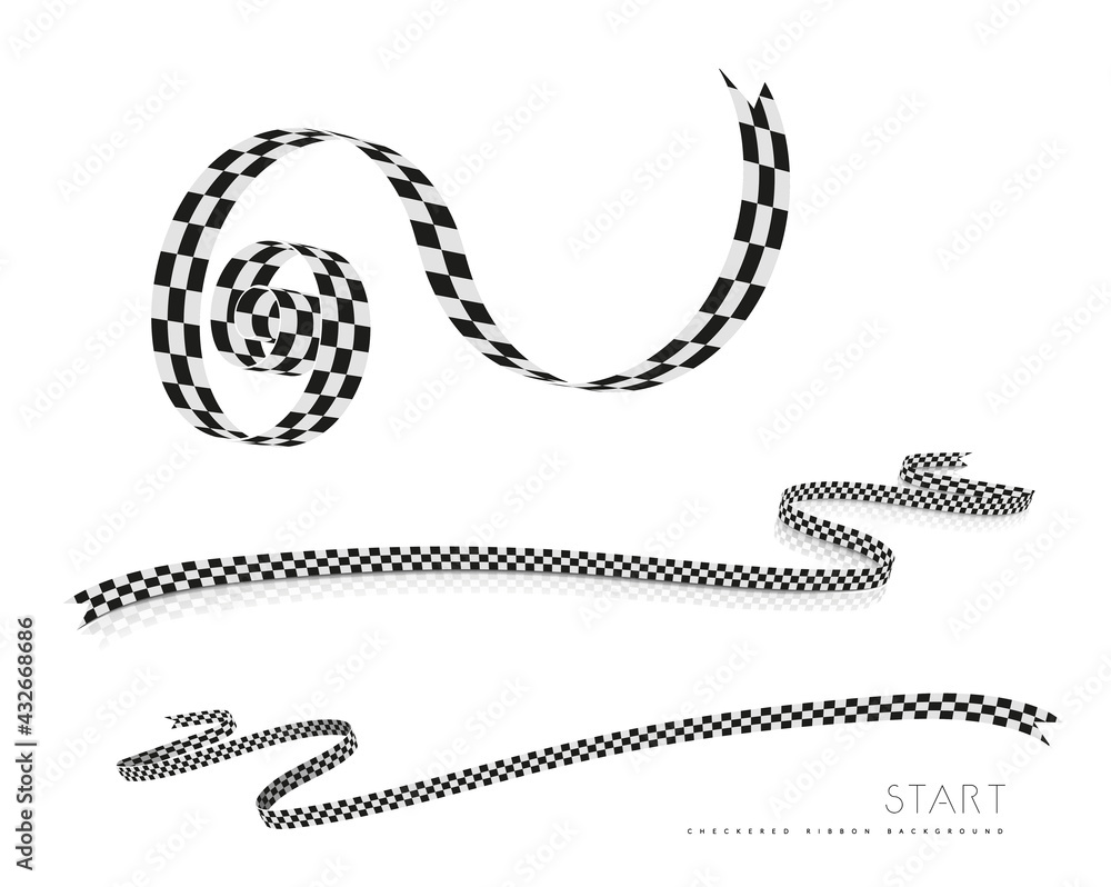 Checkered racing flag, ribbon. Vector illustration on white Stock ...