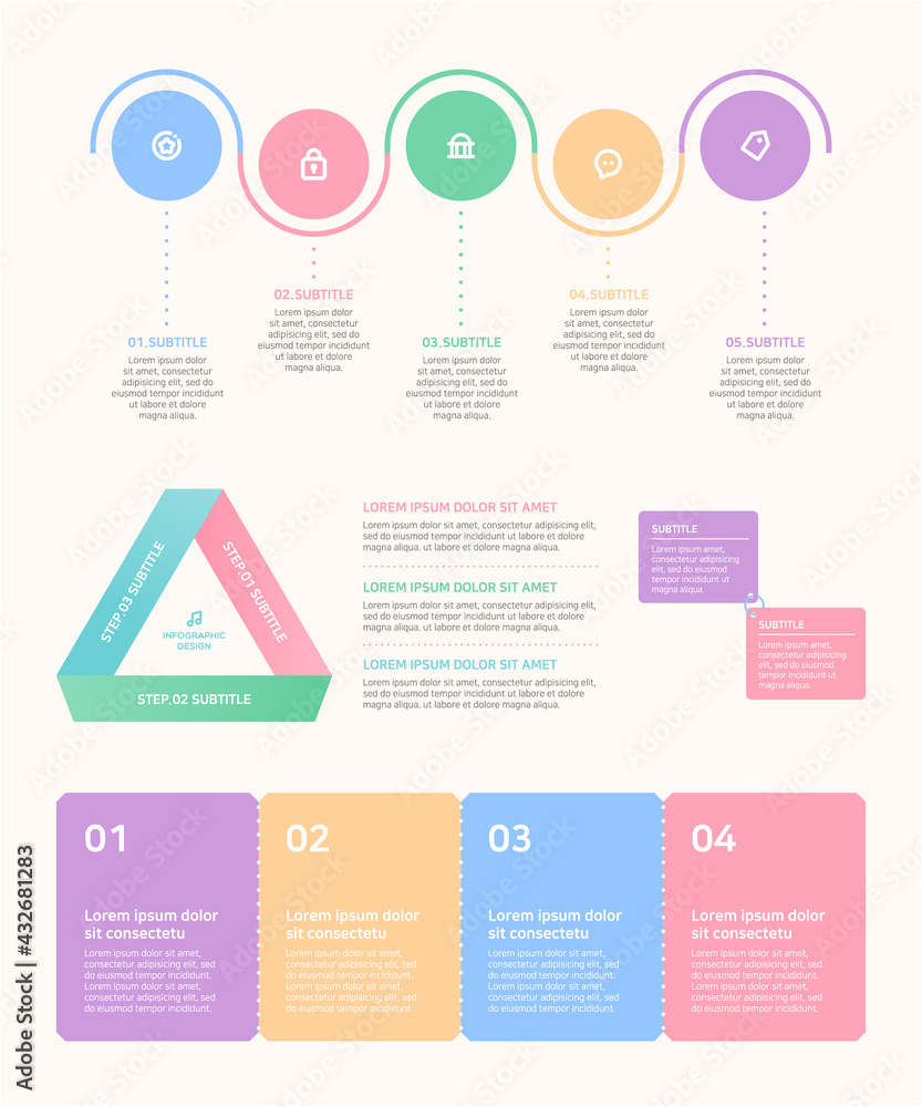 A colorful Infographic sets available for presentations, workflow ...