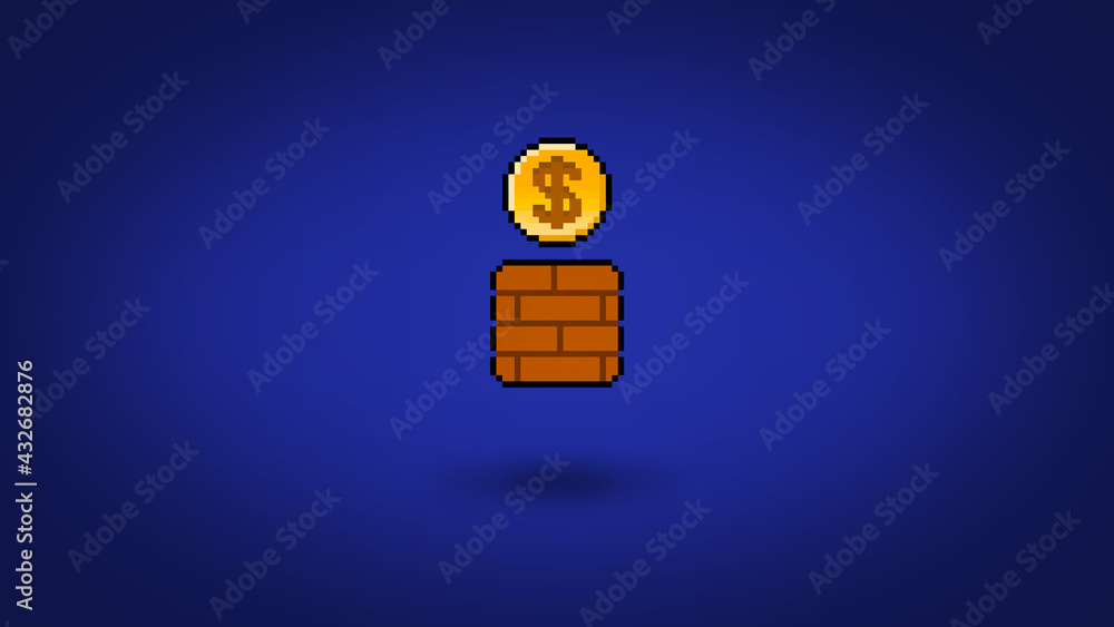 Pixel dollar coin coming out of gaming block - high res 4K wallpaper ...