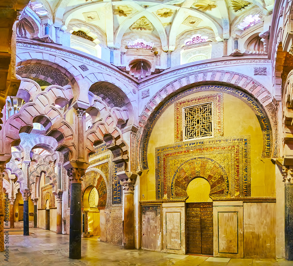 The multifoil arches of maqsura (caliph's or emir's praying area) of ...