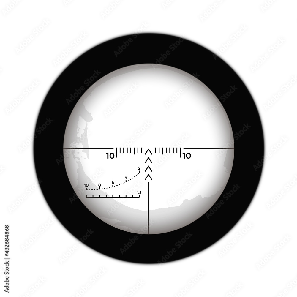Crosshairs of a sniper scope reticle. Cross hairs of a rifle gun aiming ...