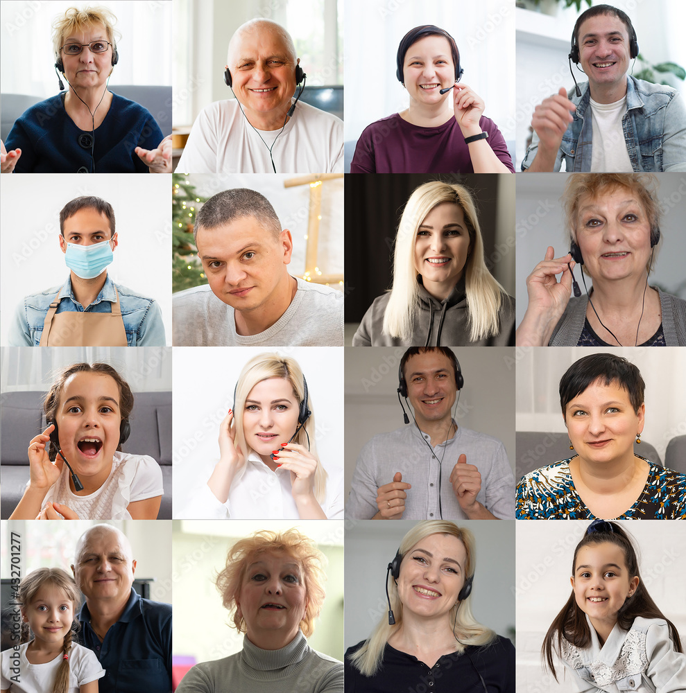 Hundreds of multiracial people crowd portraits headshots collection ...