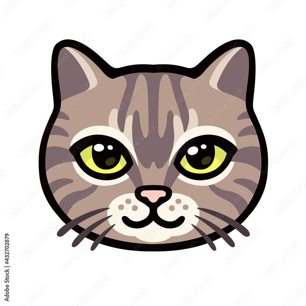Cartoon tabby cat face Stock-Vektorgrafik | Adobe Stock