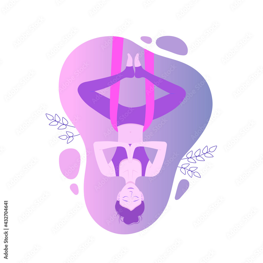 Aero yoga, fly yoga, inverted yoga pose in hammocks, Aerial Yoga. Happy ...