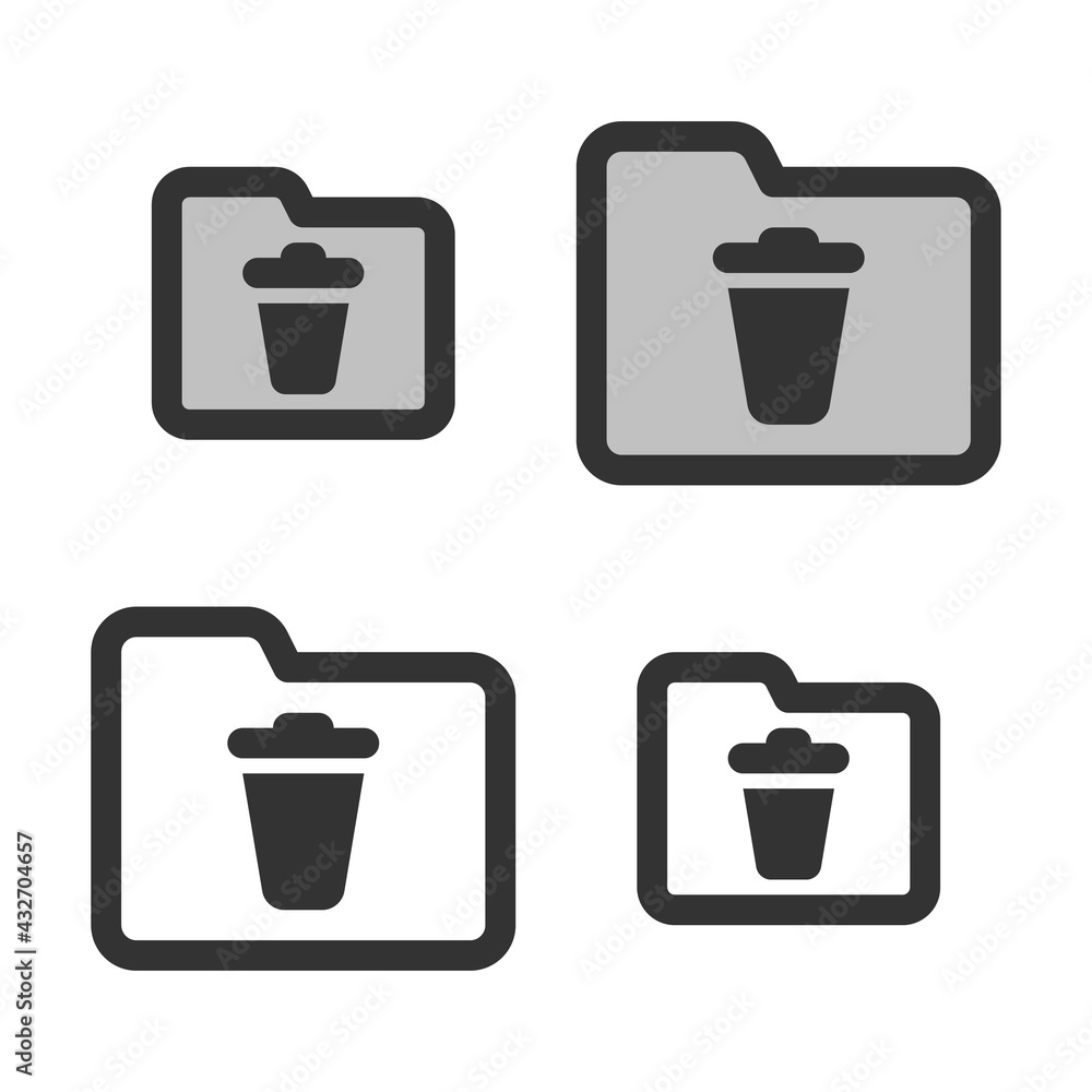Pixel-perfect linear icon of a folder for unneeded files built on two ...