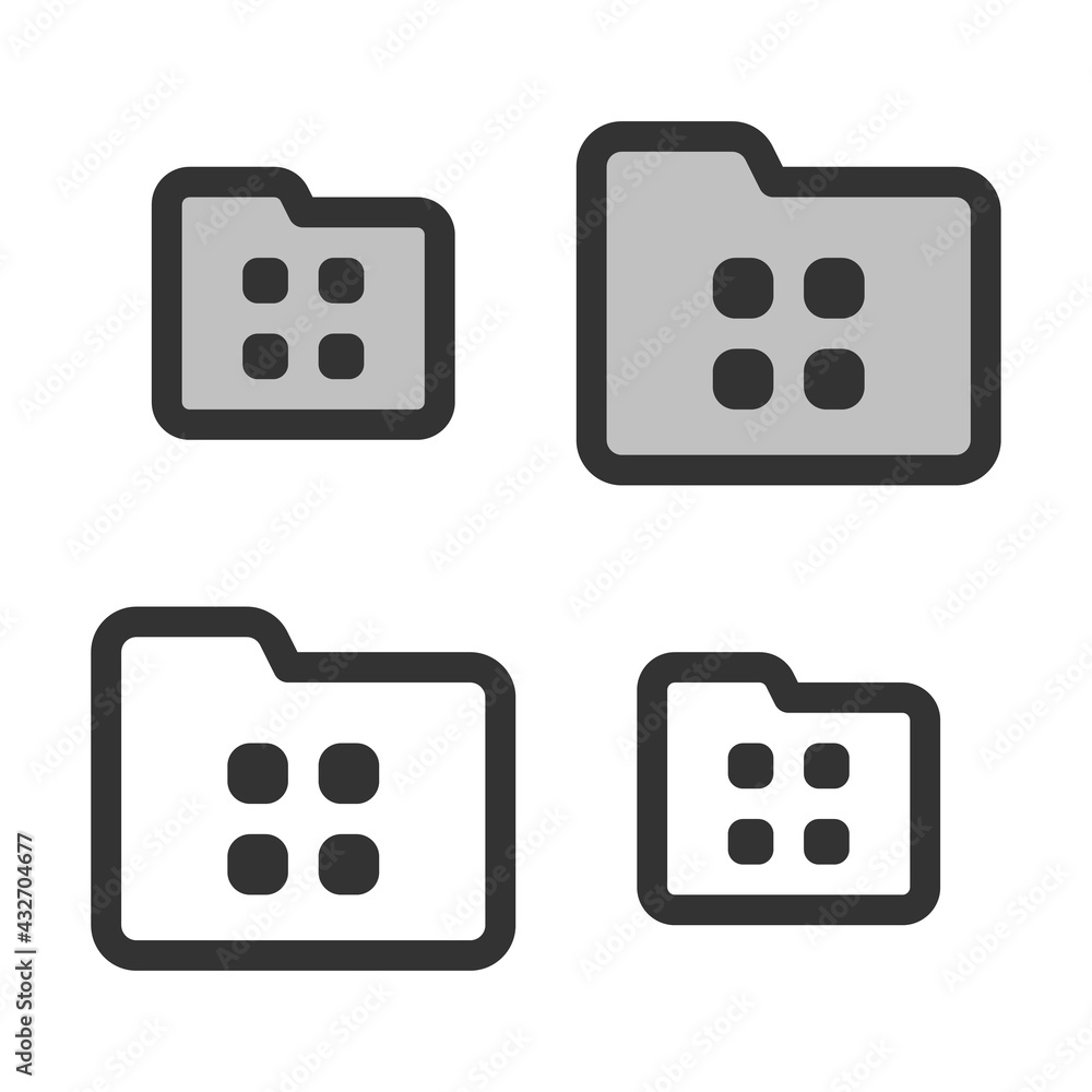 Pixel-perfect line icon of a folder for application files built on two ...