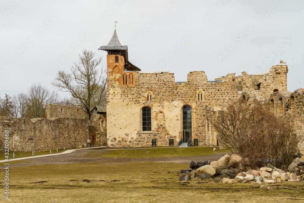 Restored castle ruins Stock Photo | Adobe Stock