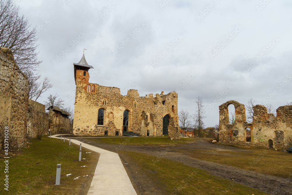 Restored castle ruins Stock Photo | Adobe Stock