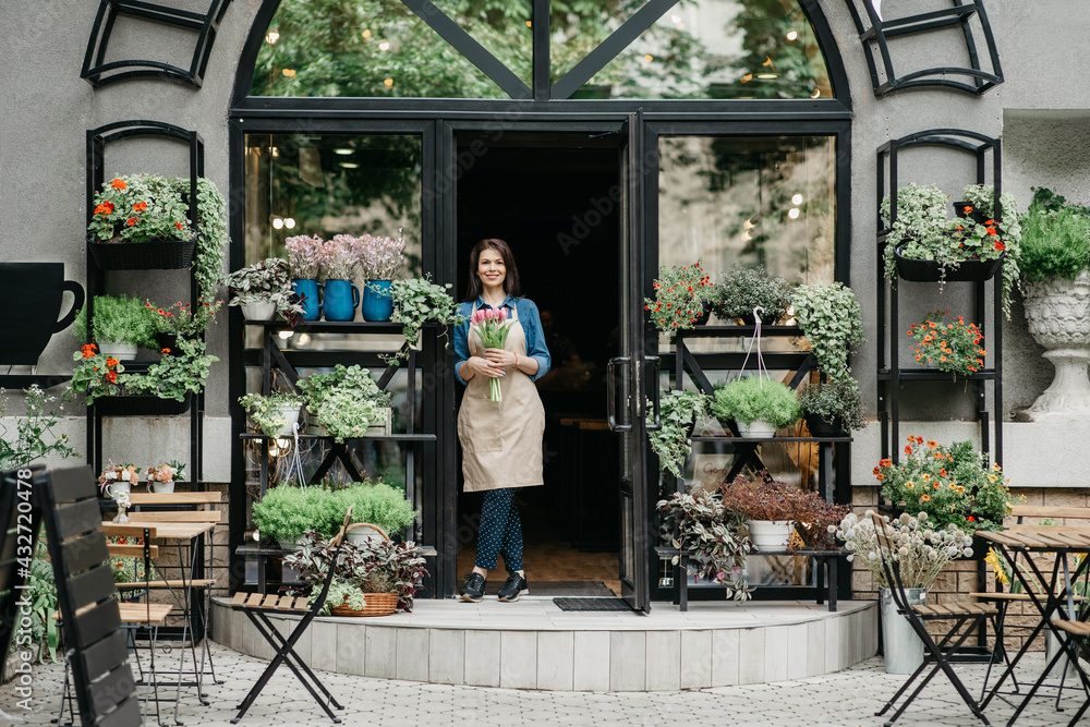 Rustic flower shop, eco cafe and business outdoor Stock Photo | Adobe Stock