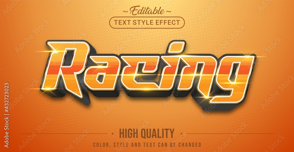 Editable text style effect - Racing text style theme. Stock Vector ...