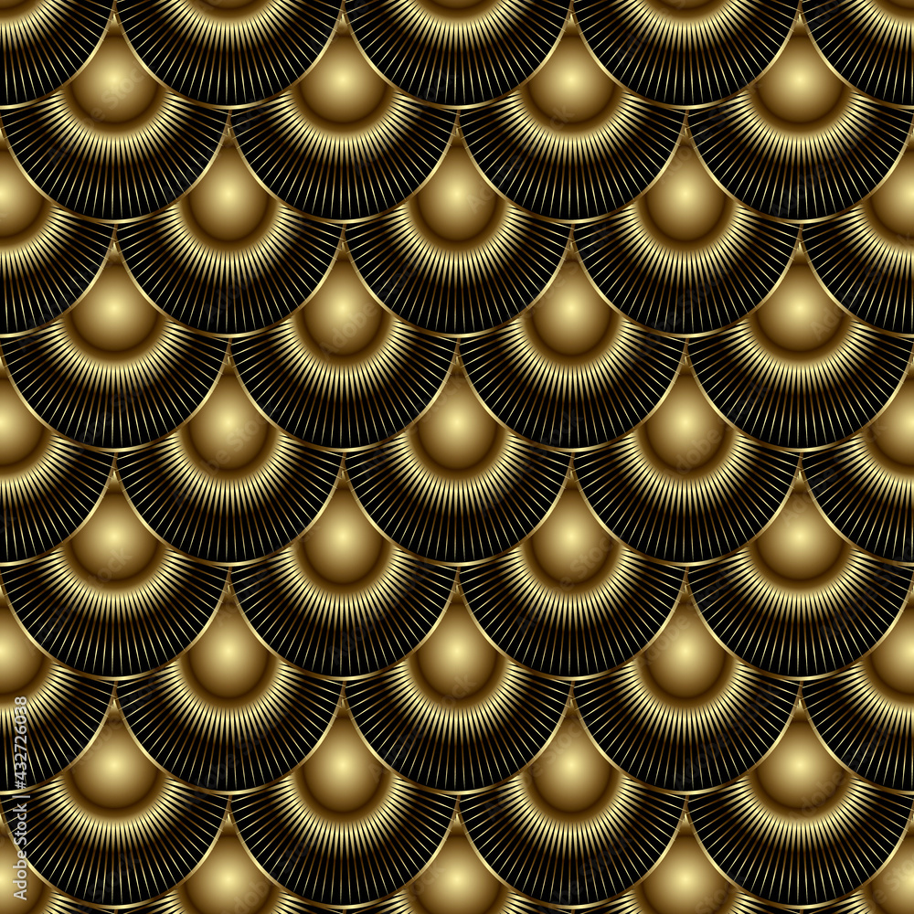 3d gold vector seamless pattern. Deco textured background. Modern ...