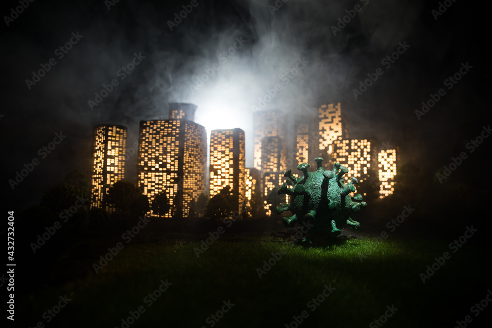 Cartoon style city buildings. Realistic city building miniatures with ...