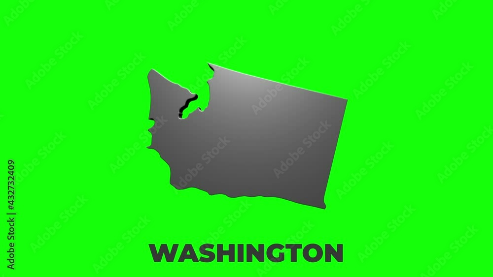 Washington State of the United States of America. Animated 3d silver ...