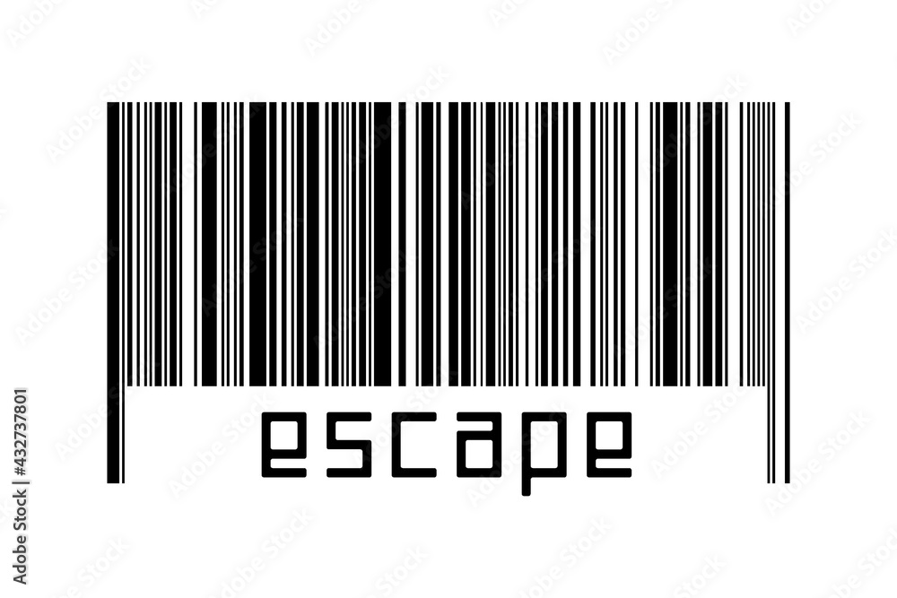 Digitalization concept. Barcode of black horizontal lines with inscription escape Stock ...