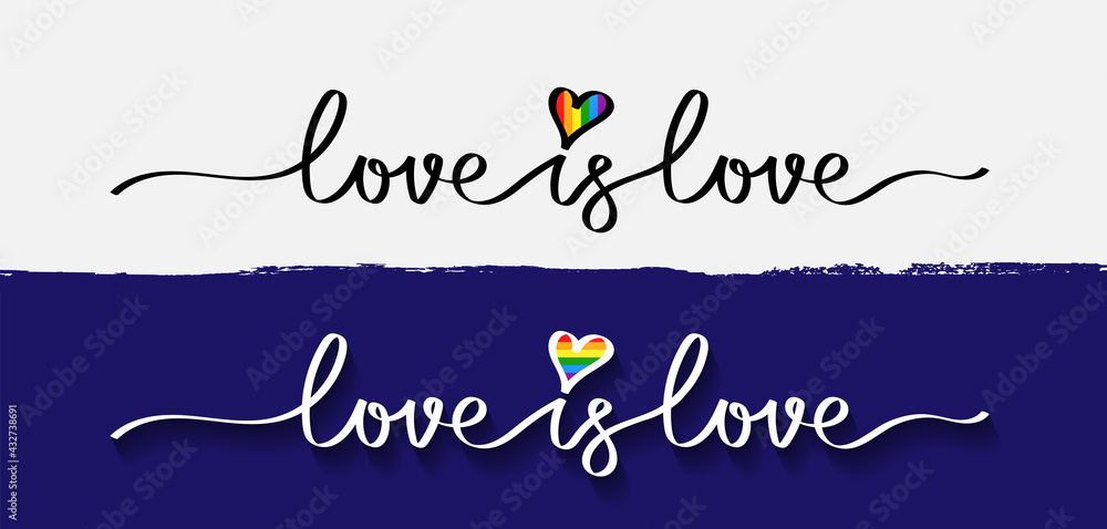 LOVE is LOVE. Lettering lgbtq pride text for poster. Continuous line ...