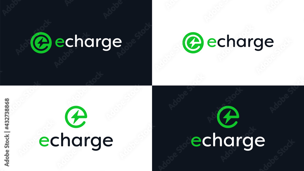 EV Charging Industry. Green Energy Logo Design with E Bolt Symbol ...