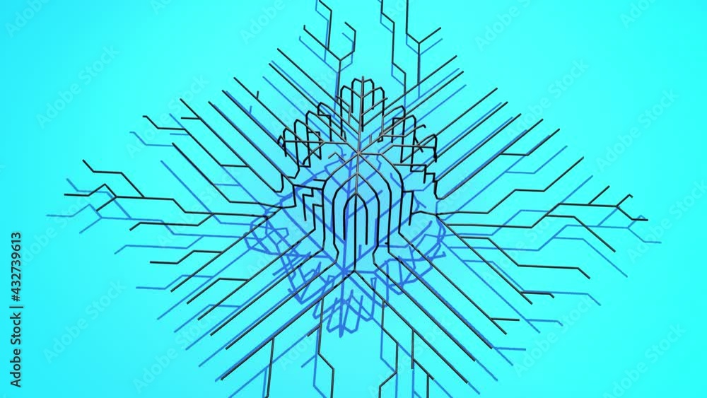 Ai growing geometric pattern of lines form cube. Building solution by ...