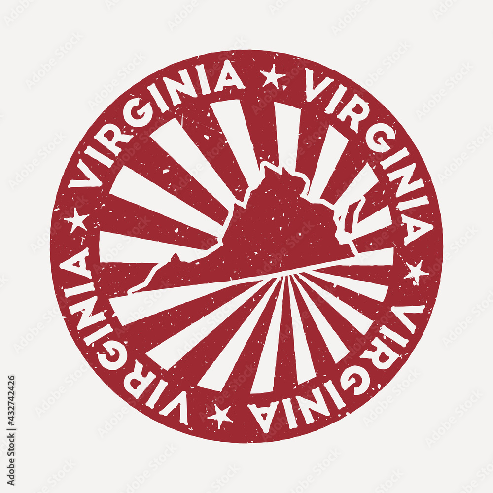 Virginia stamp. Travel red rubber stamp with the map of us state ...