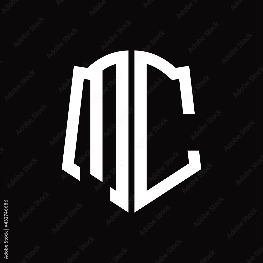 MC Logo monogram with shield shape ribbon design template Stock Vector ...