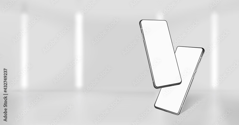 Presentation banner with smartphones mockups. Web page template with ...