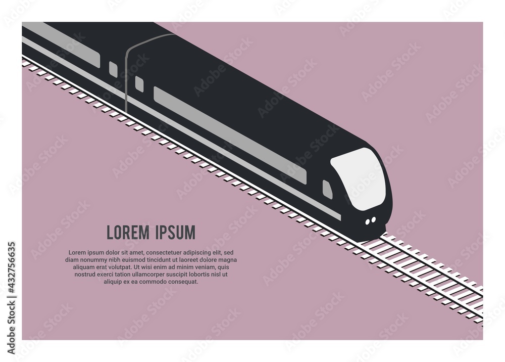 Streamline passenger train silhouette illustration in isometric view ...