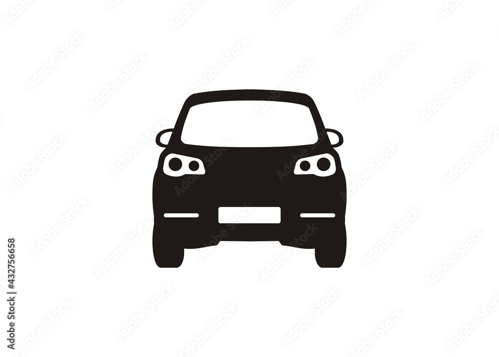 Car back view. Simple illustration in black and white. Stock Vector ...