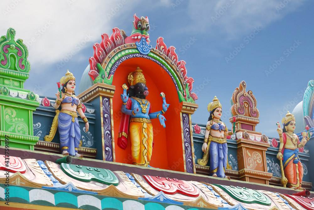 Varaha avatar of Vishnu statue on temple tower Stock Photo | Adobe Stock