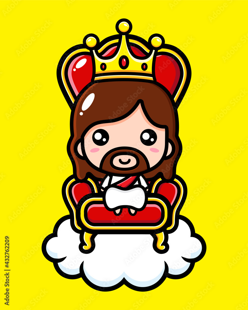 cute cartoon jesus be king vector design Stock Vector | Adobe Stock