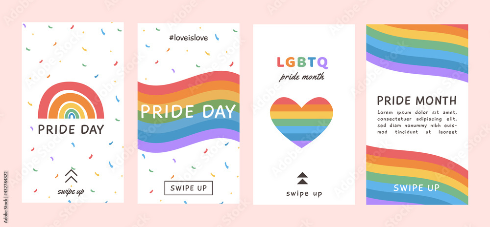 Vector Banner Template Set with LGBTQ symbols. Social media post ...