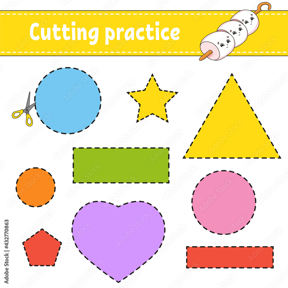 Cutting practice for kids. Education developing worksheet. Activity ...