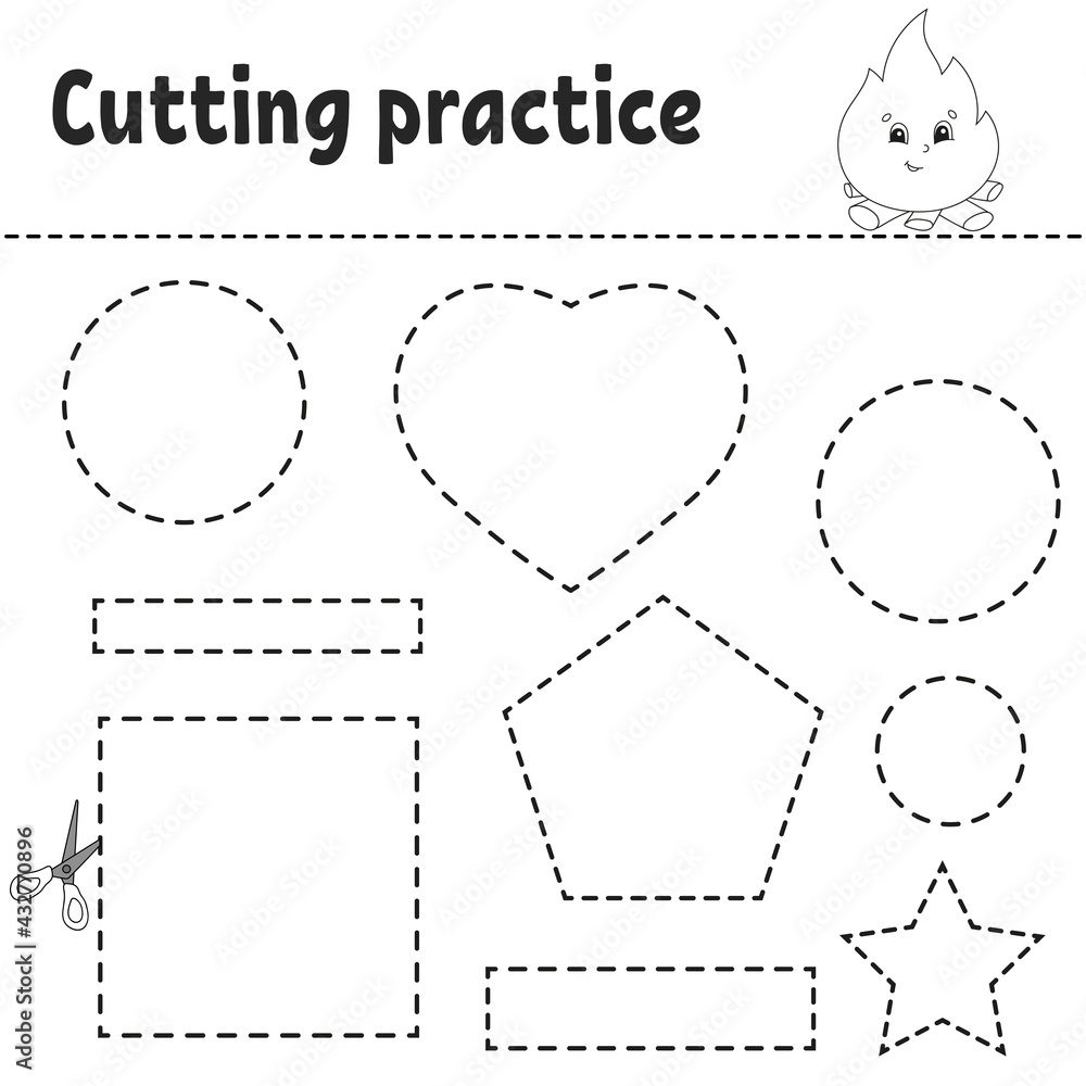 Cutting practice for kids. Education developing worksheet. Activity ...