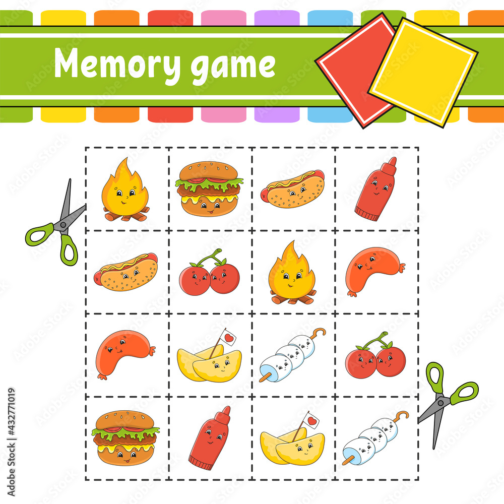 Memory game for kids. Education developing worksheet. Activity page ...