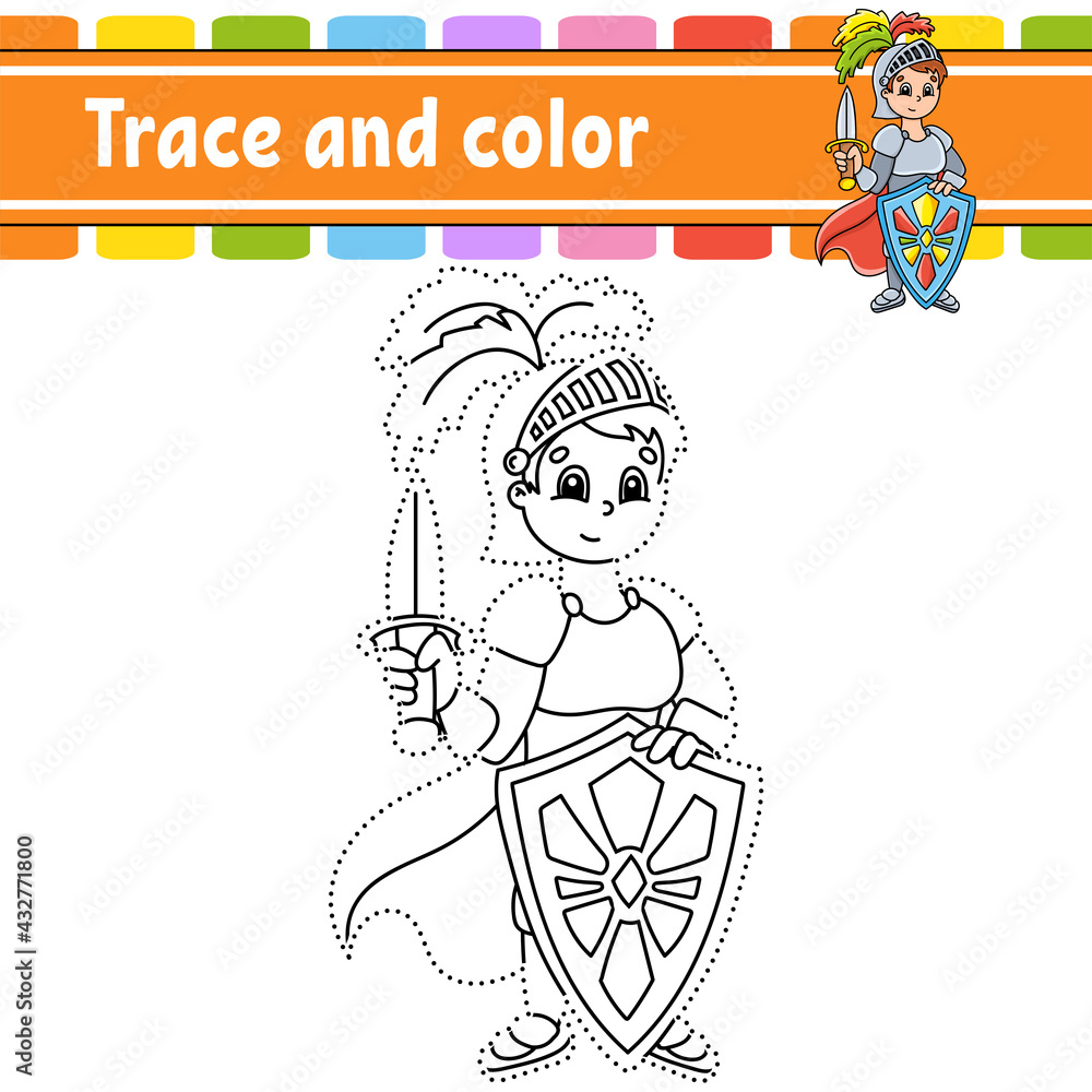 Trace and color. Coloring page for kids. Handwriting practice ...