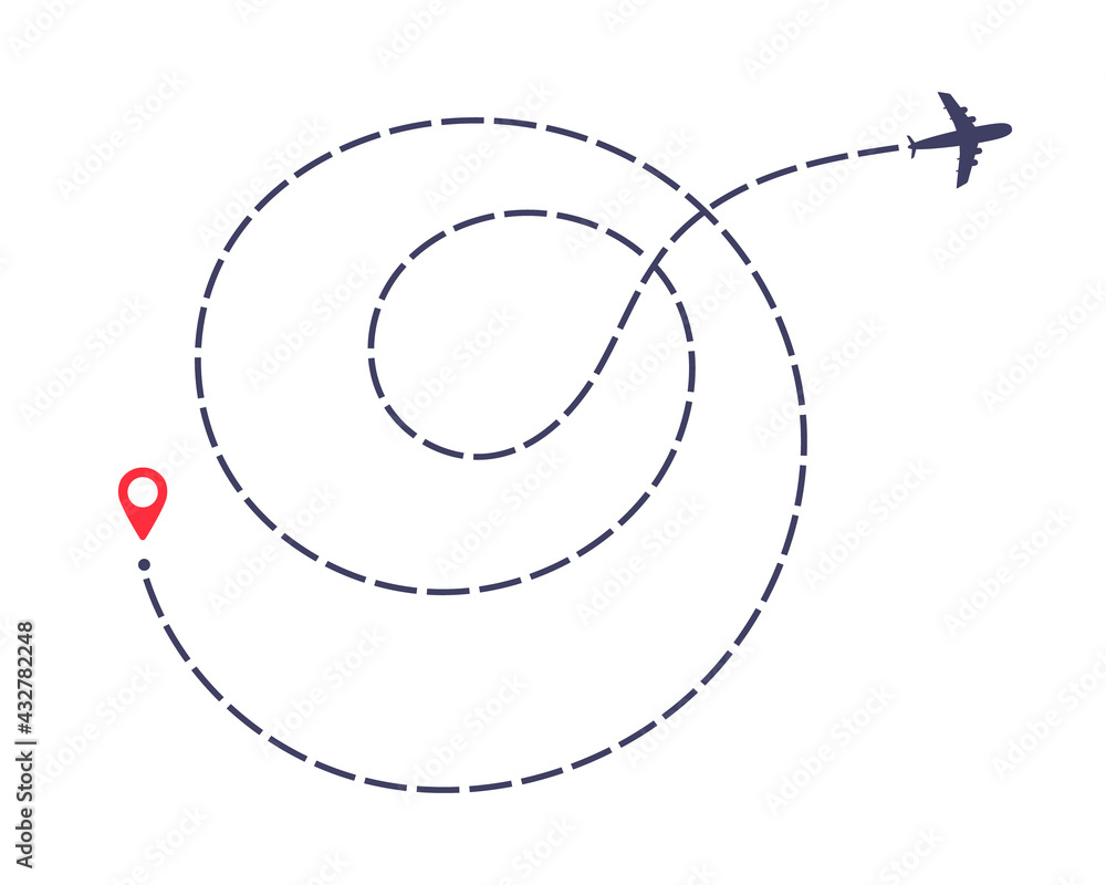 Airplane dashed line path flat style design vector illustration ...