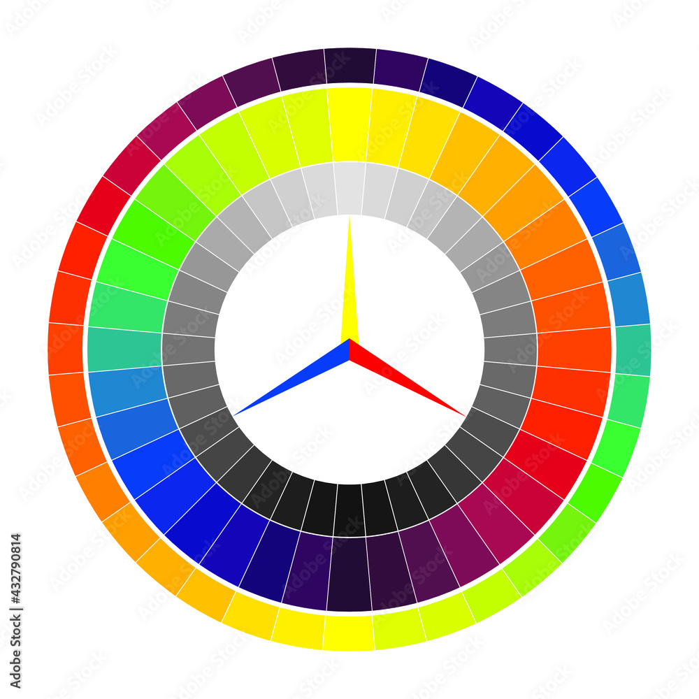 Vector multi color wheel with opposite colors and grayscale ...