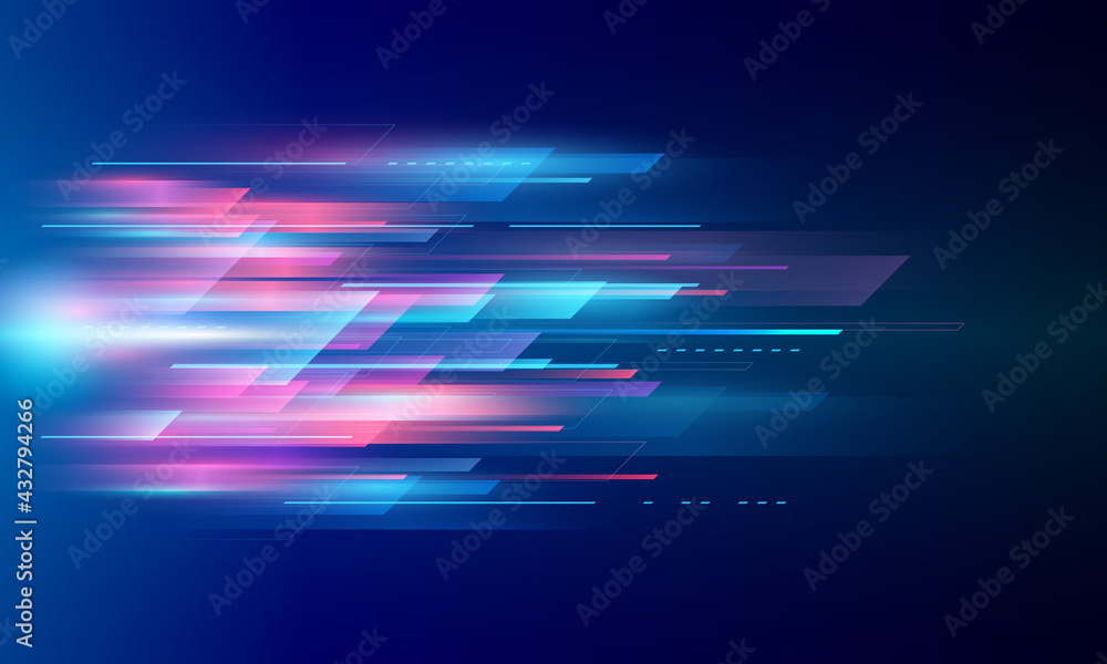 Modern abstract high speed movement. Colourful dynamic motion on blue ...