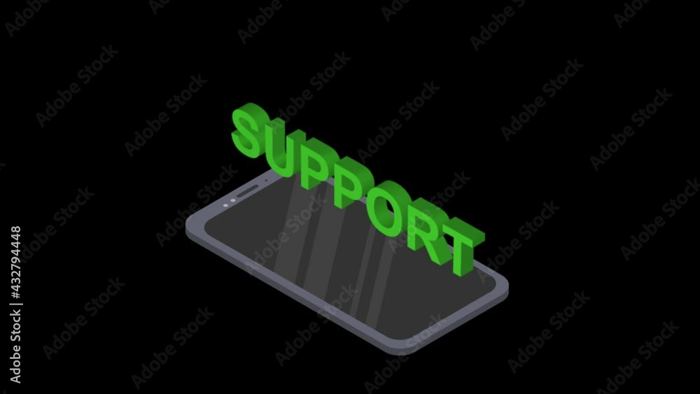 Isometric animation of the phone with support. Contact support online ...