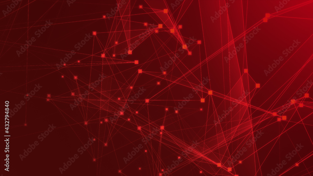 Abstract red polygon tech network with connect technology background ...