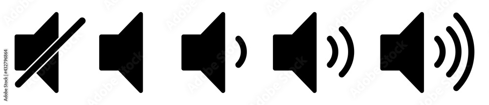 Set of sound volume icons with different signal levels. Sound icon ...